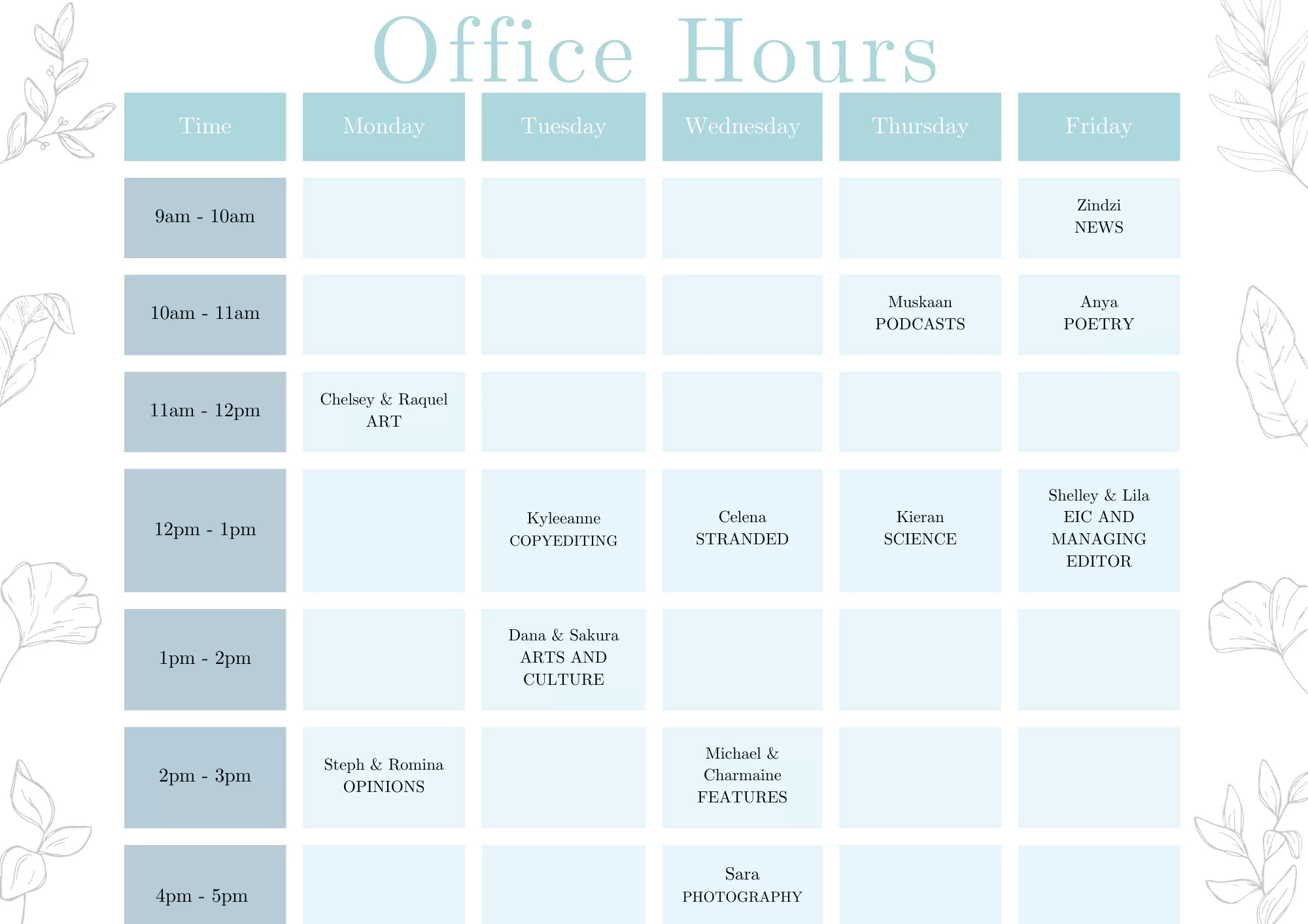 Office hours - The Strand